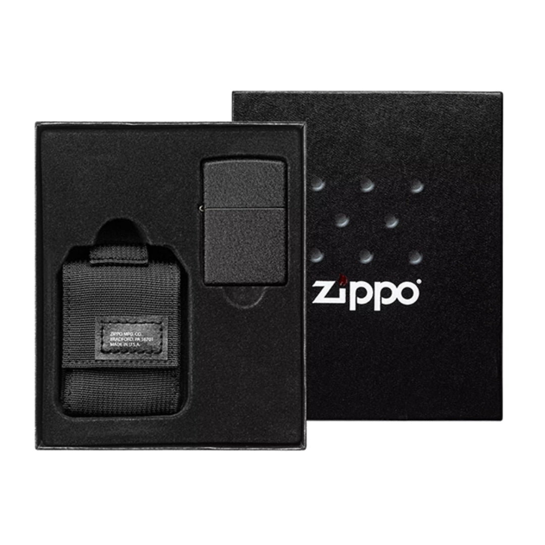 KIT ZIPPO 49402 Classic Black Crackle + Funda Zippo – Fotosol
